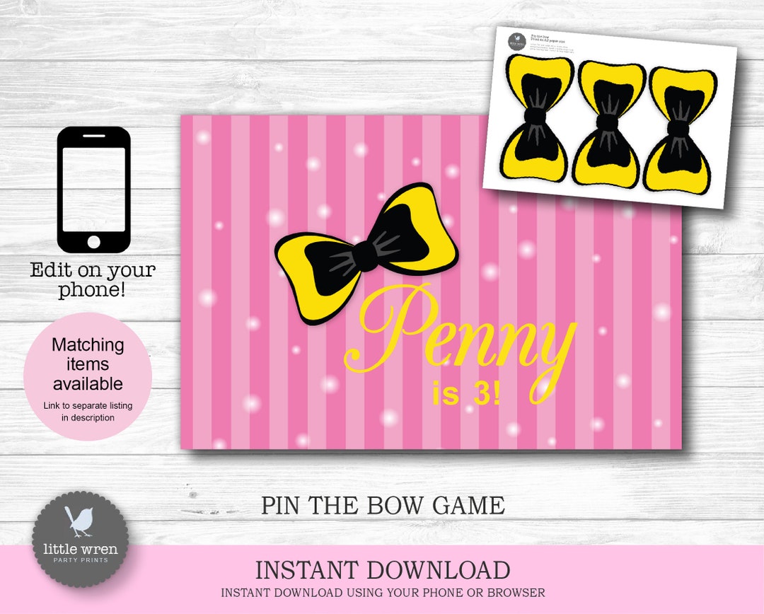 Emma Wiggle Pin the Bow Poster, INSTANT DOWNLOAD, Birthday Party ...