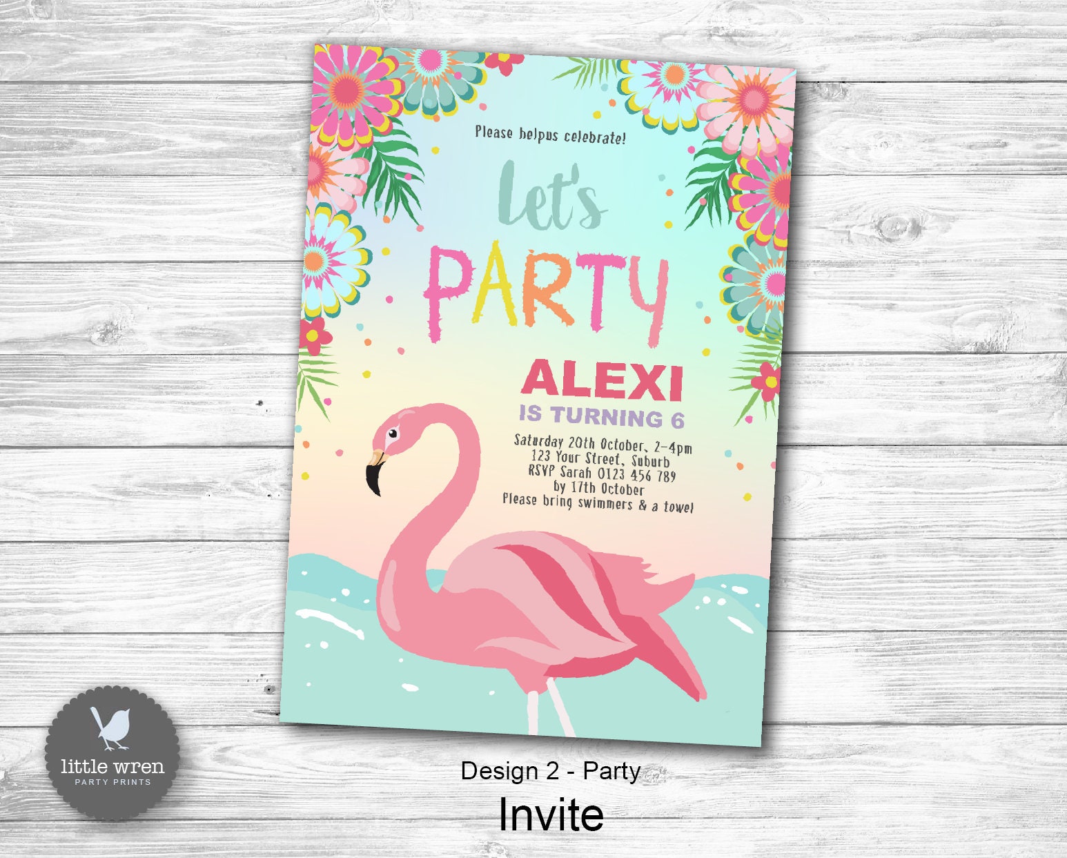 Flamingo Party Invitation pool party Birthday invite | Etsy