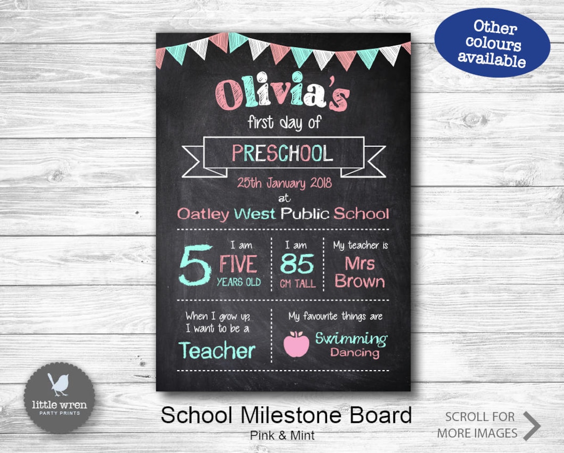 School Milestone Board First Day of School Poster | Etsy