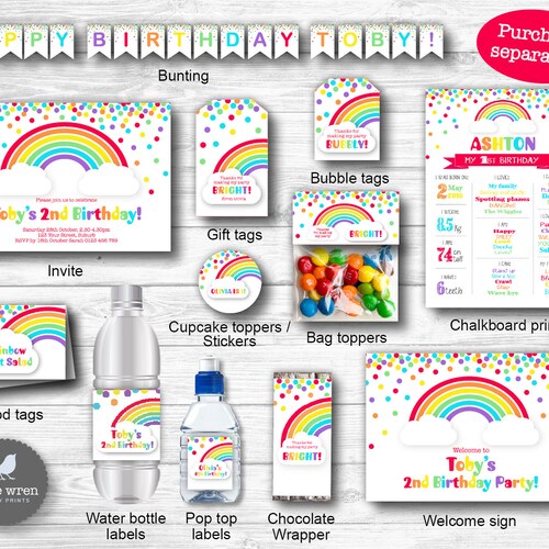 Rainbow Party Decorations Rainbow Invitation Confetti Kids - Etsy