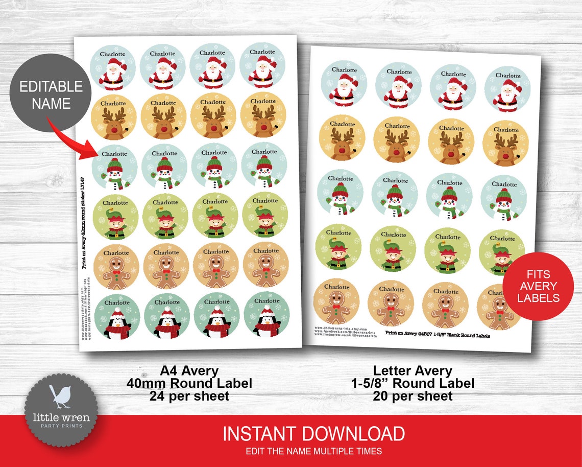 Personalised Christmas Labels Christmas Stickers INSTANT | Etsy