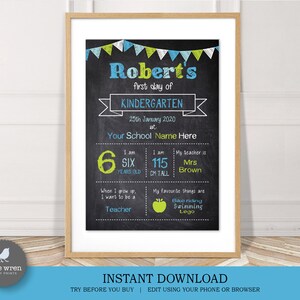 Back to School Poster, INSTANT DOWNLOAD, First Day of School ...