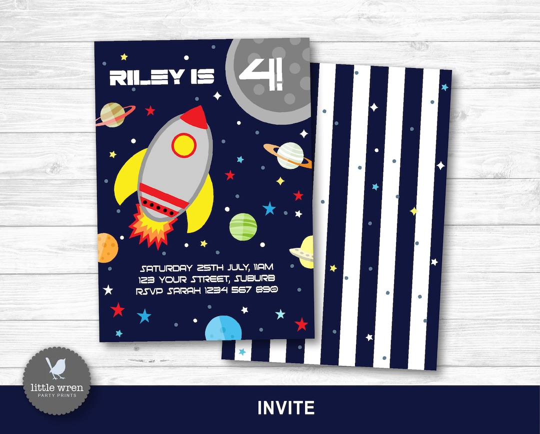 Rocket Birthday Party Decorations, Rocket Invitation, Space Invite ...
