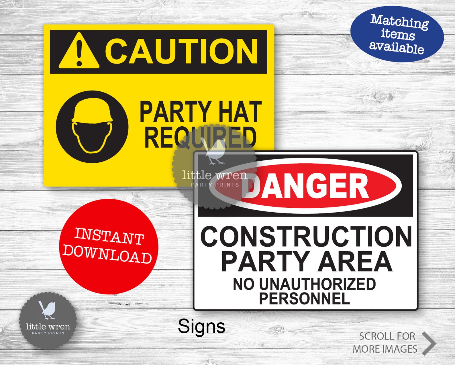 Instant Download Construction Party Sign Caution - Etsy