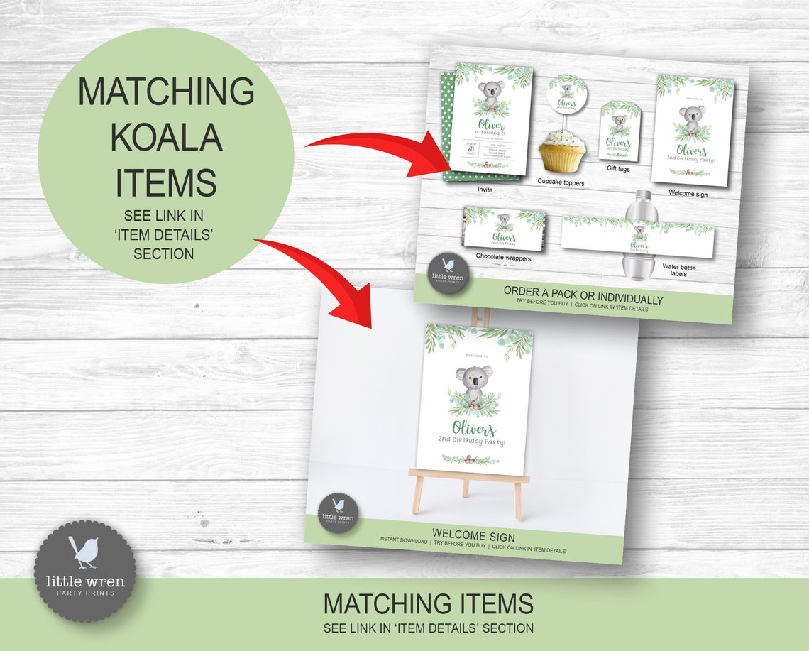 Koala Birthday Party Milestone Board, Australian, Foliage, First ...