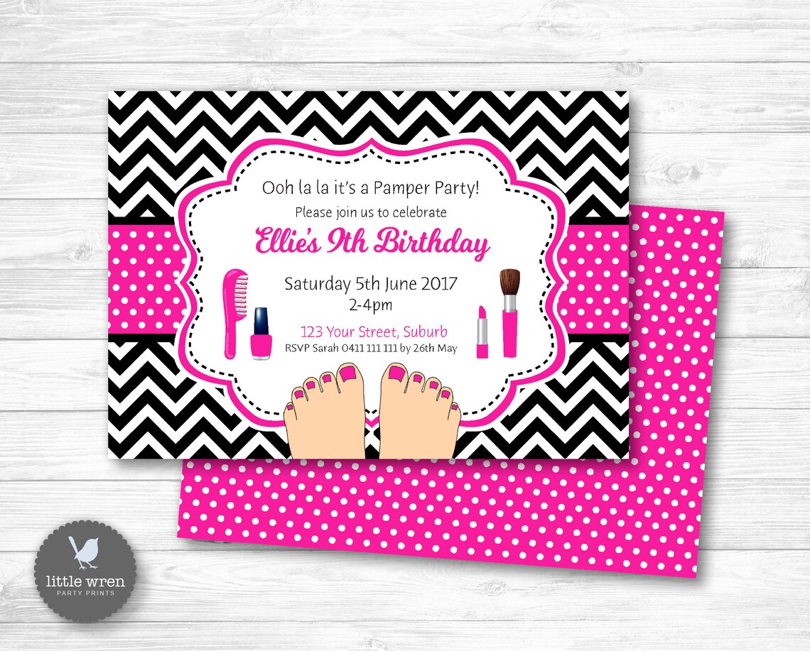 Pamper Party Invitation, Day Spa Invitation, Pamper Party, Birthday ...
