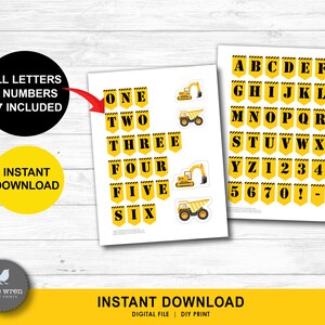 Construction Cake Topper, INSTANT DOWNLOAD, Cake Bunting, Cake Sign ...