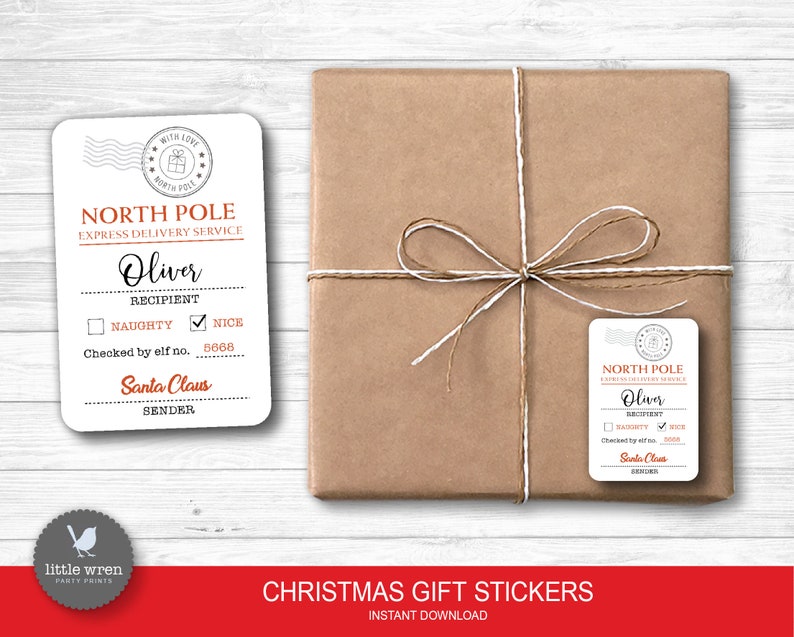 North Pole Labels, Christmas Gift Stickers, INSTANT DOWNLOAD, Santa ...