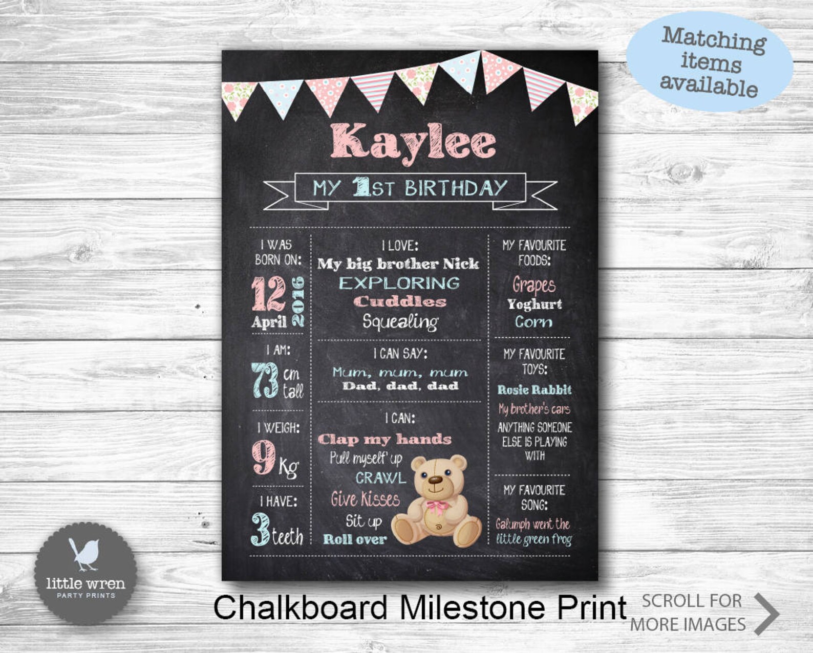Teddy Bear Decorations Chalkboard Print Teddy Bear Party | Etsy