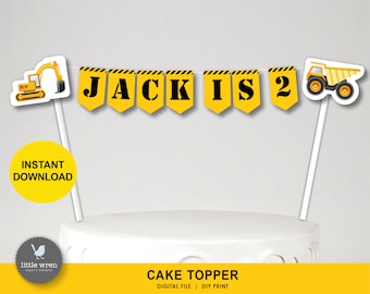 Digger Birthday Cake Topper Construction Birthday Party - Etsy
