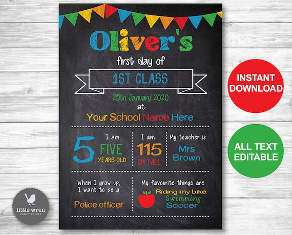 Back to school poster INSTANT DOWNLOAD First day of school | Etsy