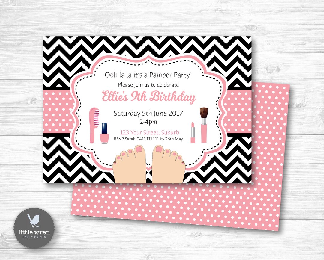 Pamper Party Invitation, Day Spa Invitation, Pamper Party, Birthday ...