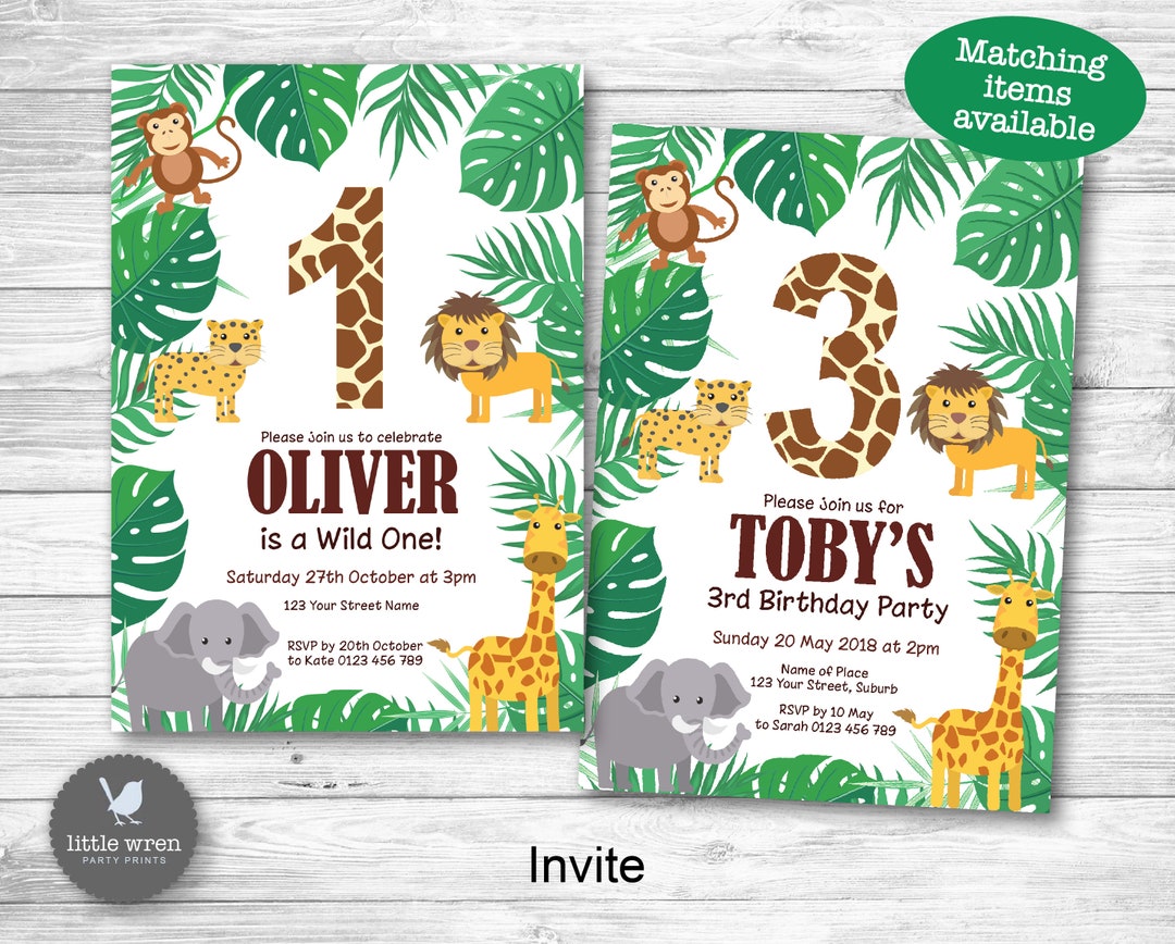 Jungle Invitation, Jungle Invite, Tropical Invitation, Jungle Party ...