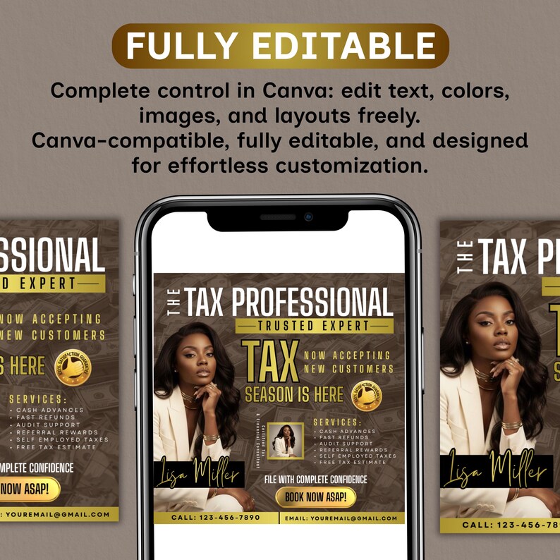 Editable Tax Season Flyer Canva Template, Tax Professional Services ...
