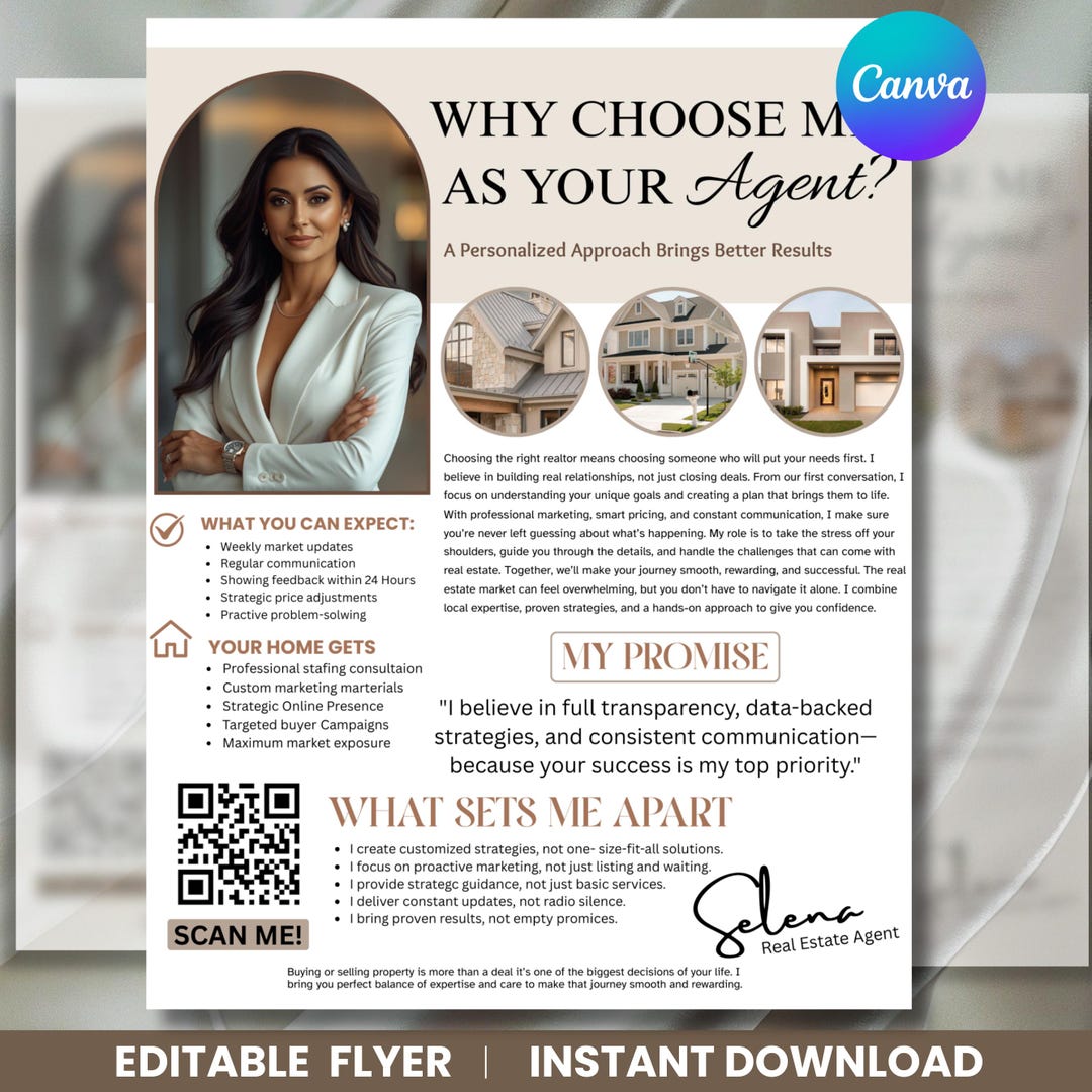 Editable Real Estate Flyer, Why Choose Me as Your Agent, Personalized ...