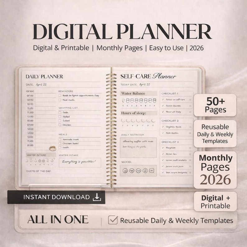 All-in-one Digital Planner 2026 | iPad & Android Planner | Printable ...