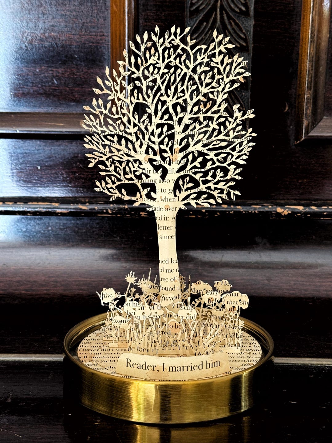 Reader I Married Him Book Quote Jane Eyre Tree Paper Art in a Glass ...
