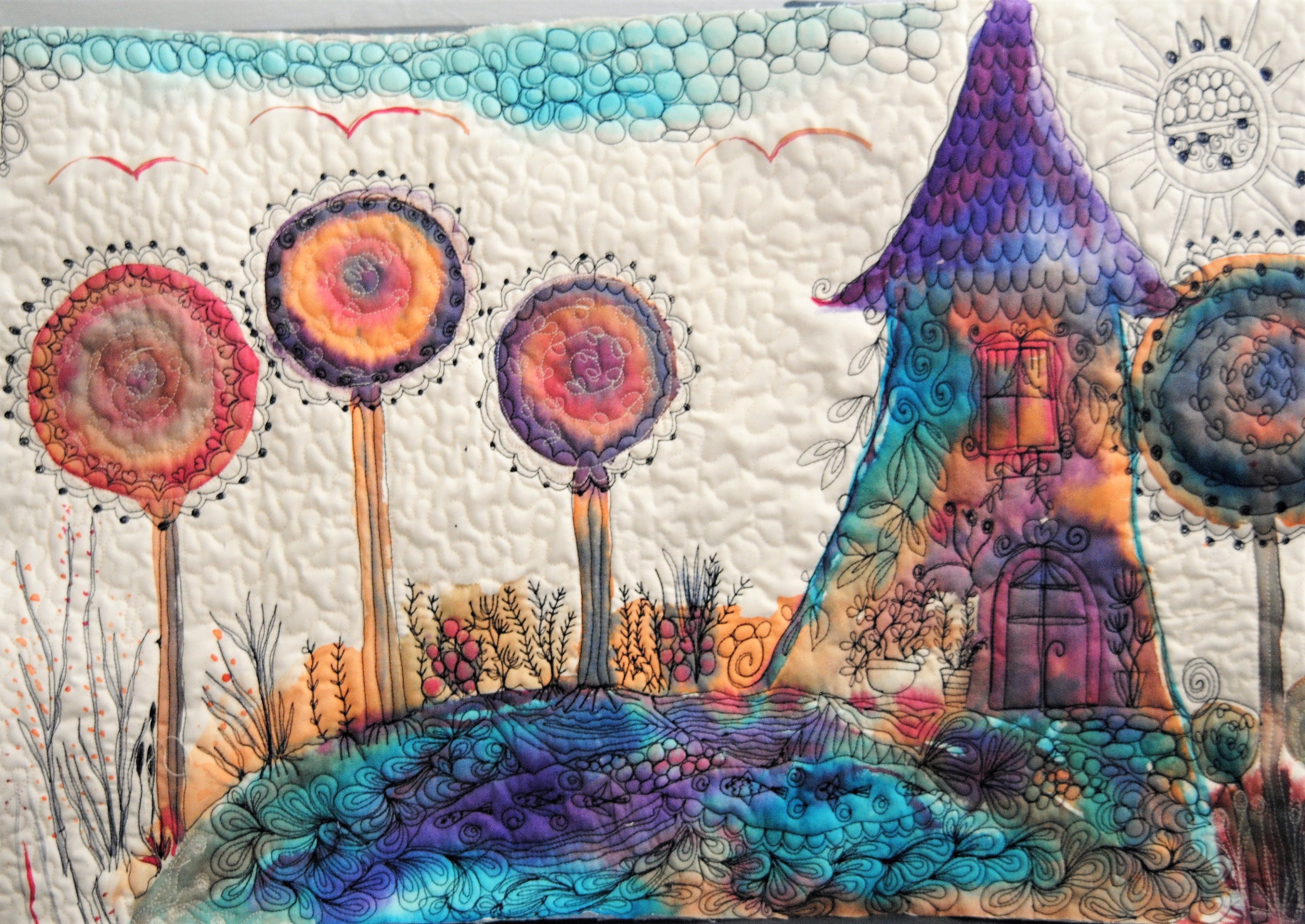 Landscape Fiber Art, Quilt Wall Art, Large Quilt Wallhanging, Woodland ...