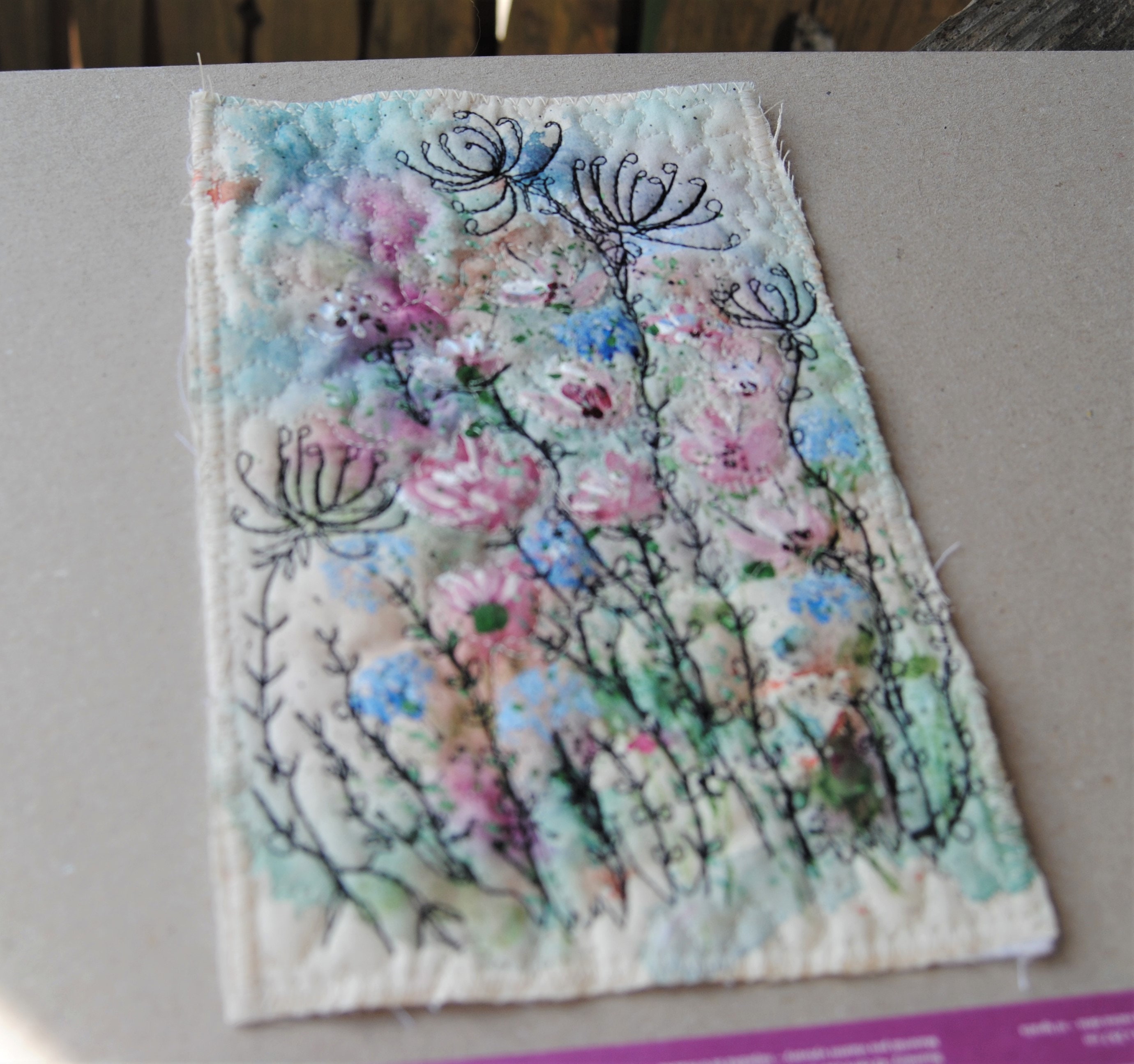 Flowery Still Life Wall Art Quilt, Small Wall Hanging, Landscape Fiber ...