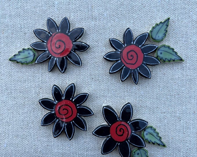 Black Daises and Leaves - Etsy