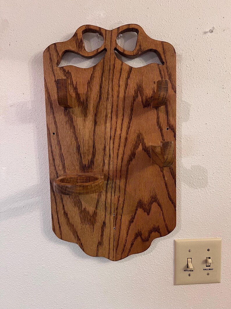 Vintage Oak Bathroom Shelf With Peg Hooks | Farmhouse Wall Organizer - Etsy