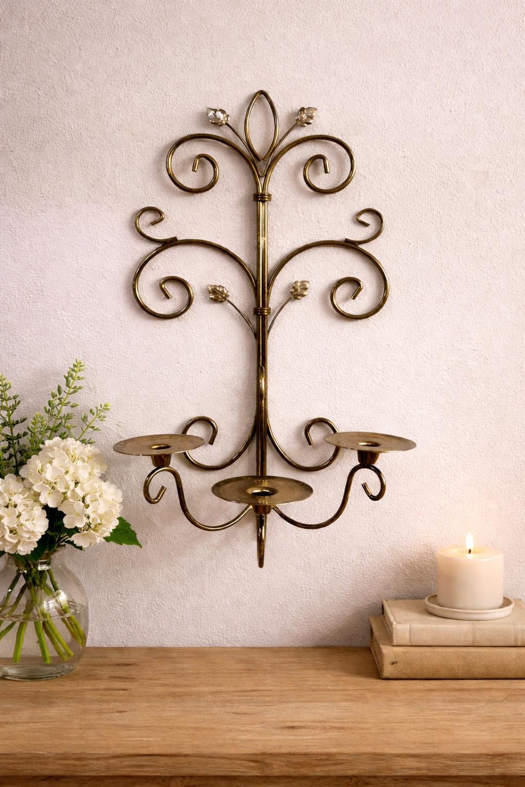 Vintage Metal Wall Candle Sconce With Original Patina , Wall Hanging - Etsy
