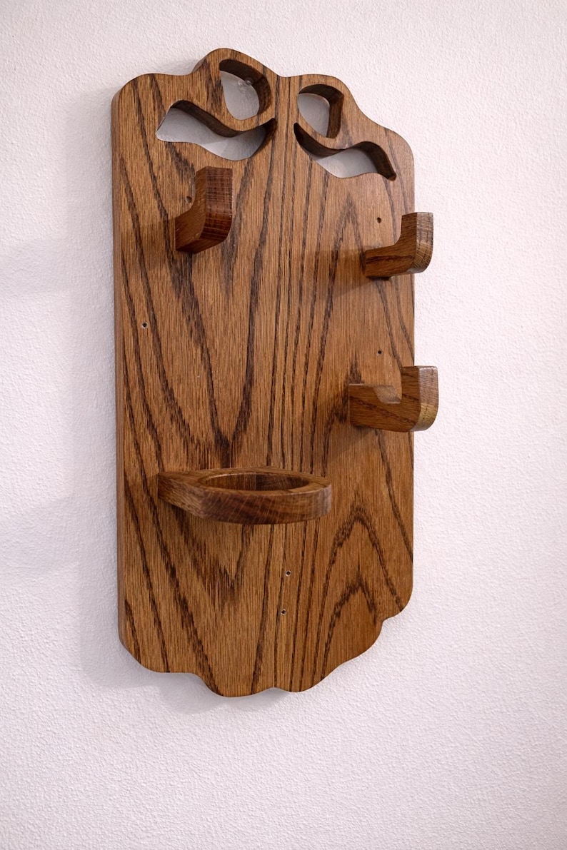 Vintage Oak Bathroom Shelf With Peg Hooks | Farmhouse Wall Organizer - Etsy