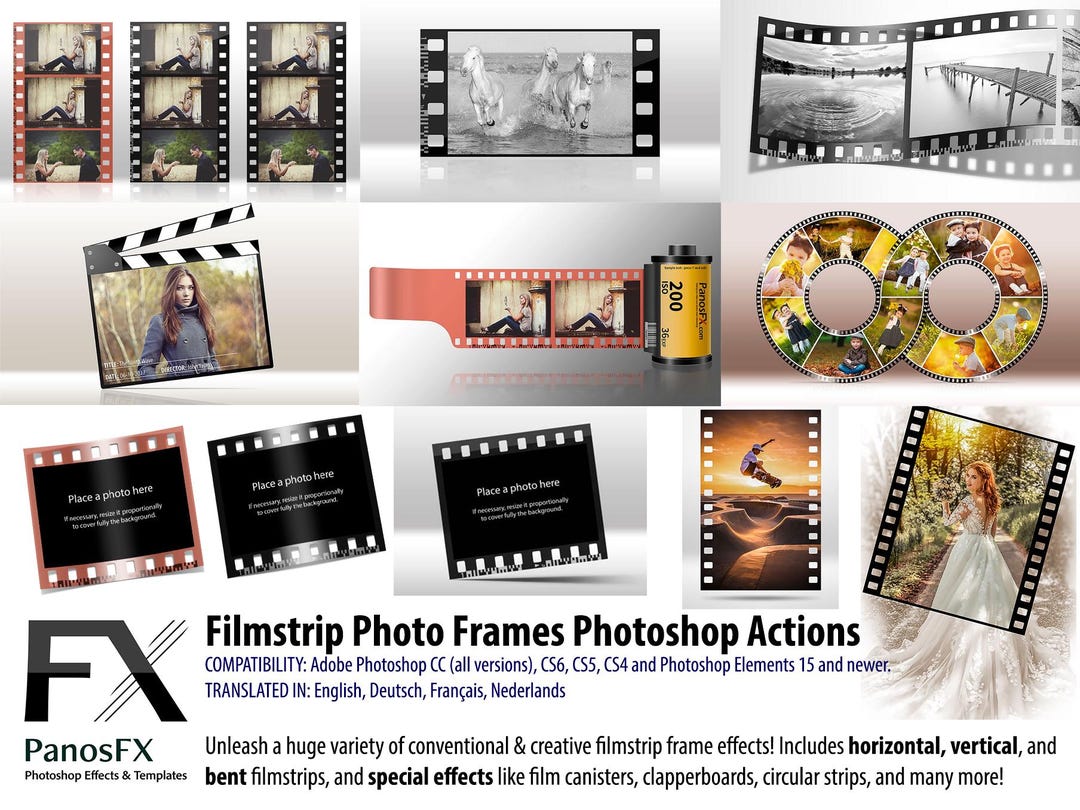 Filmstrip Photo Frames Photoshop Actions | Digital Film Borders ...