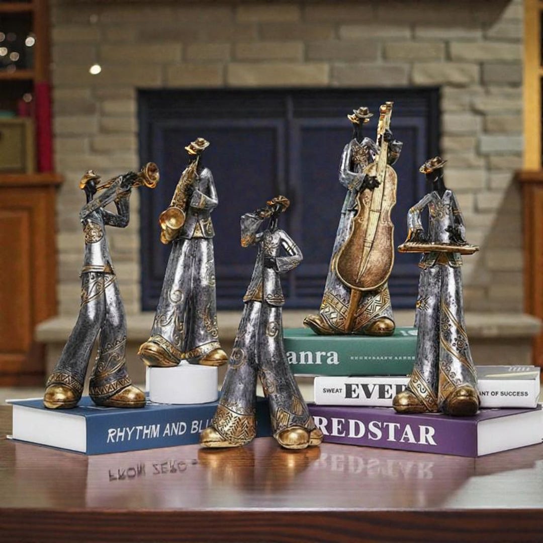 Resin Jazz Band Figurines – Antique Silver & Gold Music Decor - Etsy