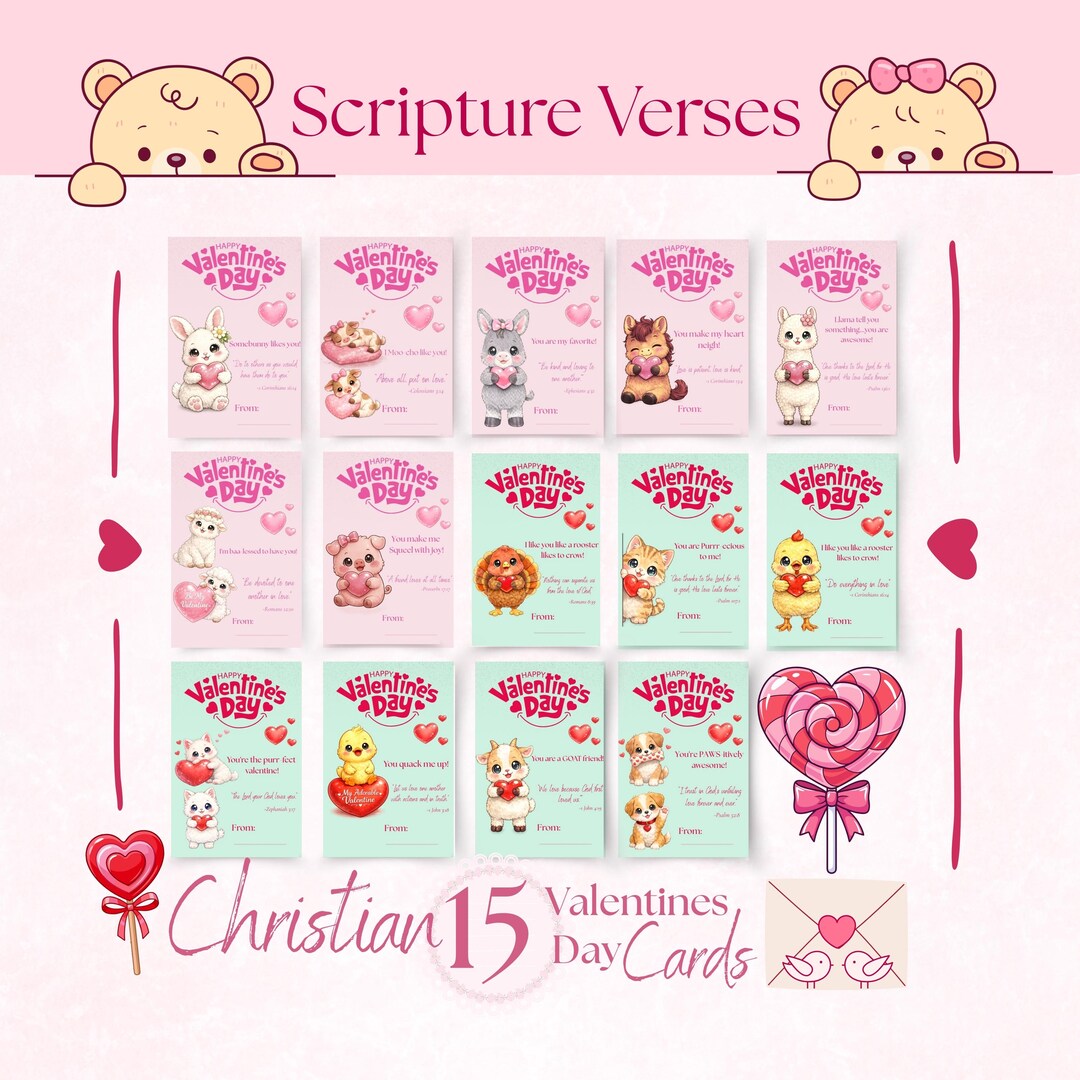 Bible Verse Valentine Cards Printable Christian Valentines for Kids ...