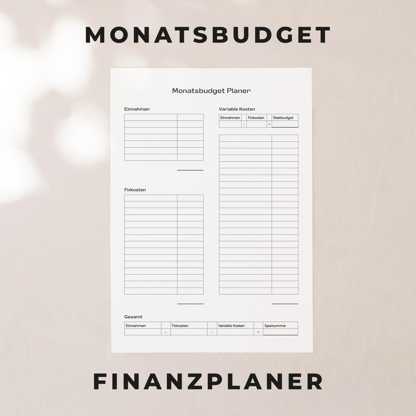 Printable Monthly Budget | Budget Planner | Income, Fixed Costs ...