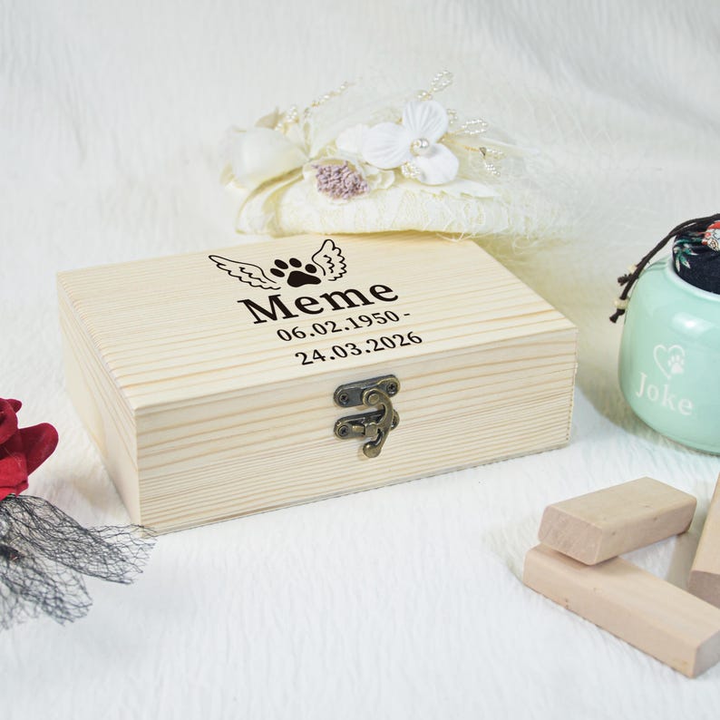 Custom Engraved Wooden Pet Memorial Box | Personalized Pet Loss ...
