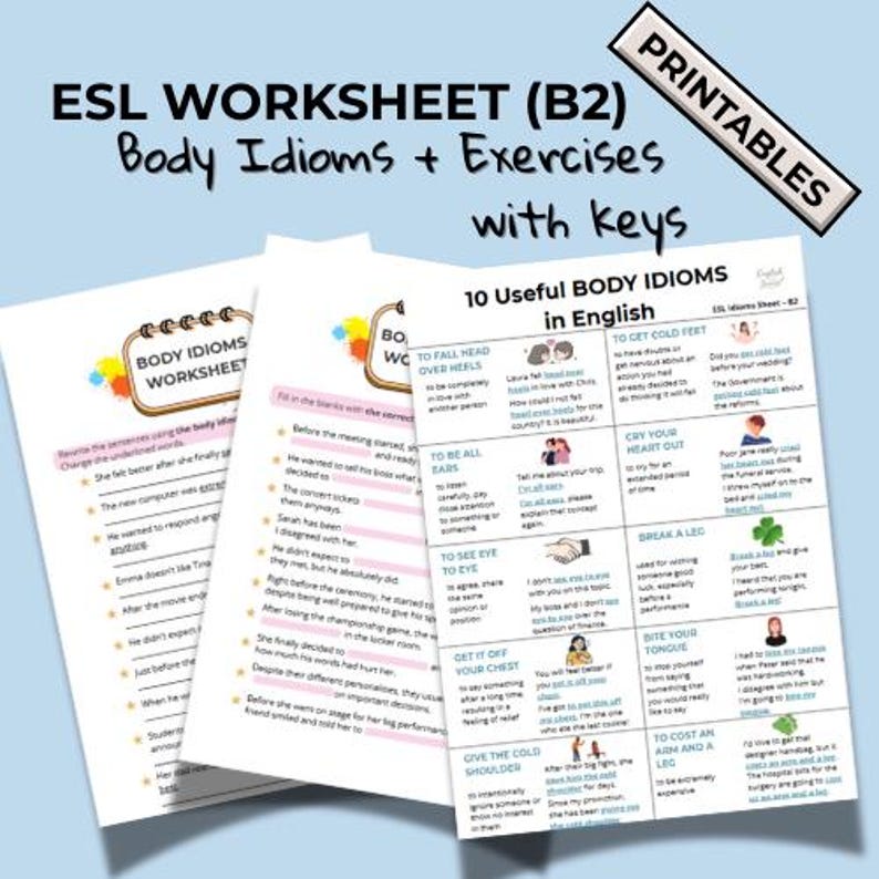 Body Idioms ESL Worksheet Printable Teaching Materials Teachers ...