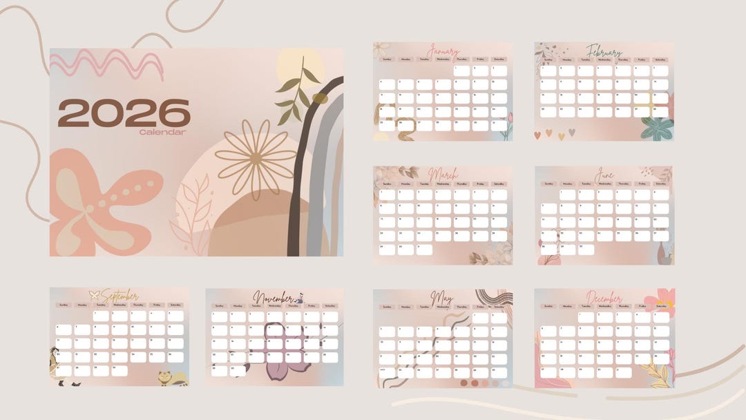 Minimalist Boho Chic 2026 Calendar - Etsy