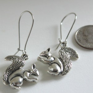 Squirrel Earrings, Woodland Creature Earrings, Squirrel Jewelry, Animal Earring, Silver Squirrel ...