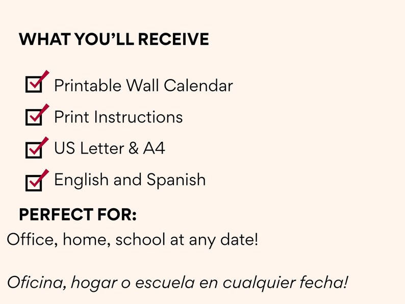 Undated Wall Calendar | English Spanish Printable | Talavera Style ...