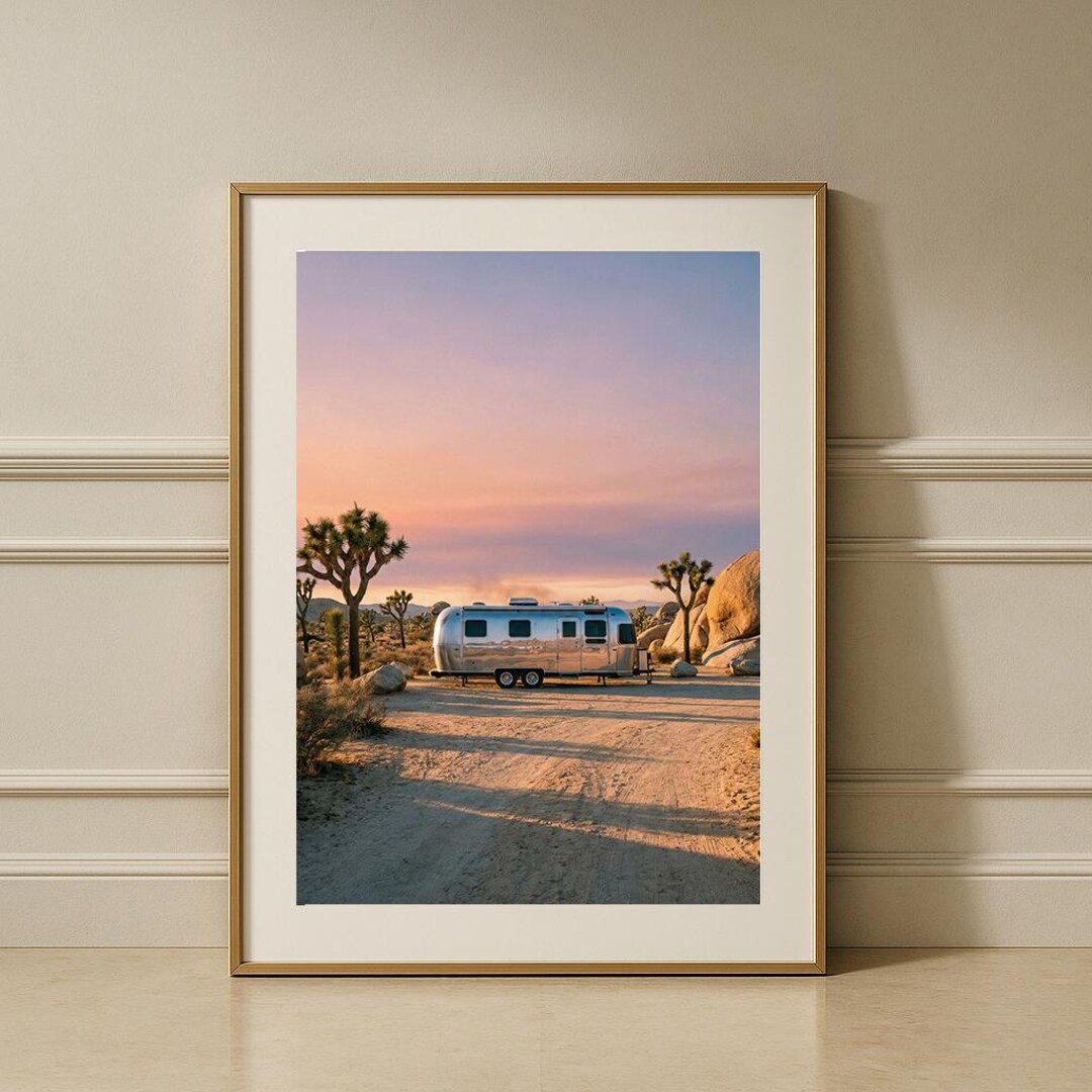 Joshua Tree — Airstream Escape · Modern Travel Art Print · Landscape ...