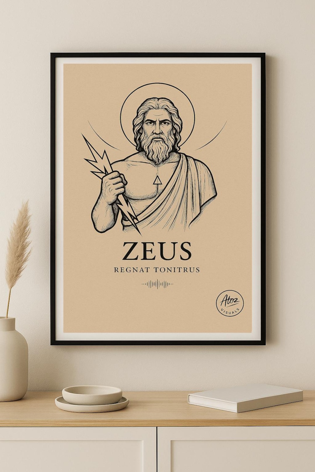 Zeus Mythology Wall Art Printable | Greek God Poster | Vintage Ink ...