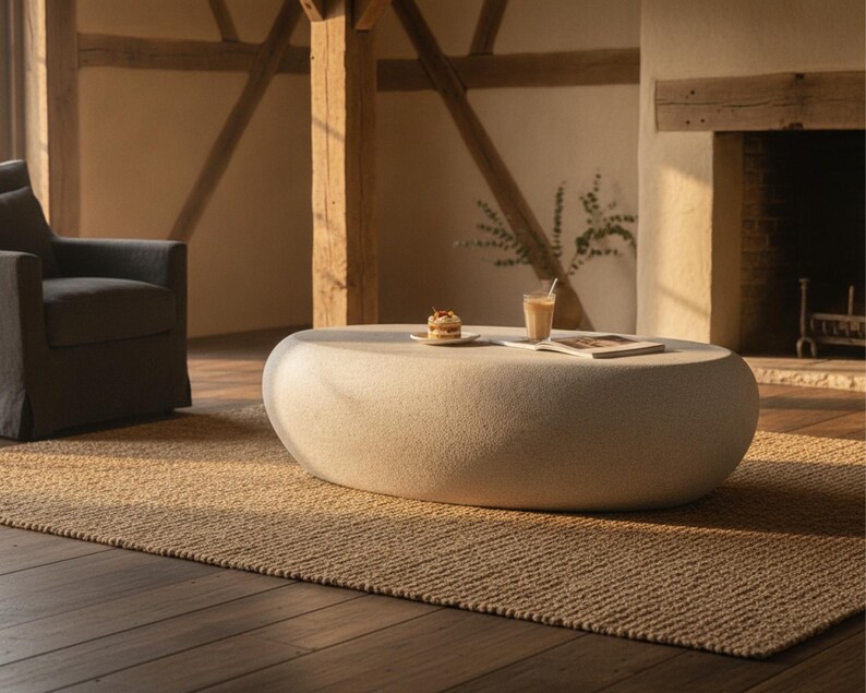 Oval Faux Travertine Coffee Table, Modern Minimalist Accent Table - Etsy