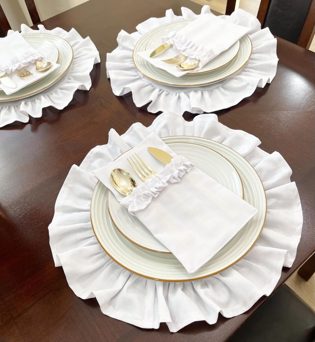 Handmade Linen Cutlery Holder With Ruffle, Farmhouse Wedding Decor - Etsy