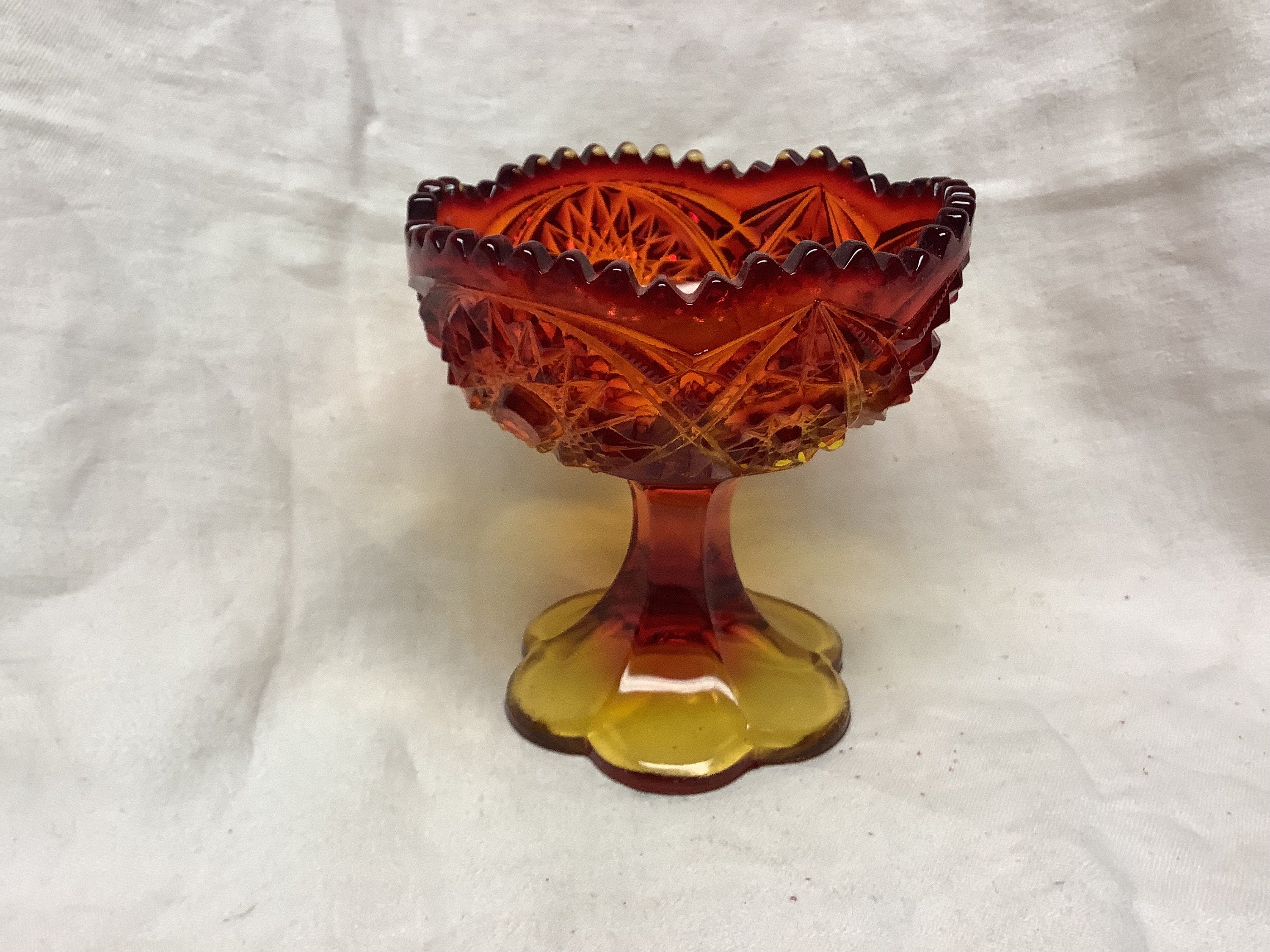 Gorgeous Vintage Amberina Glass Compote Candy Pedestal Dish - Etsy