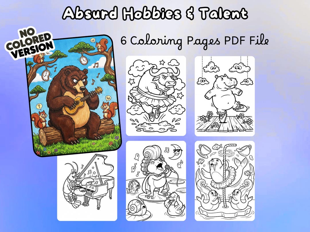 Funny Musician Animals Coloring Pages PDF • Ballet & Instruments ...