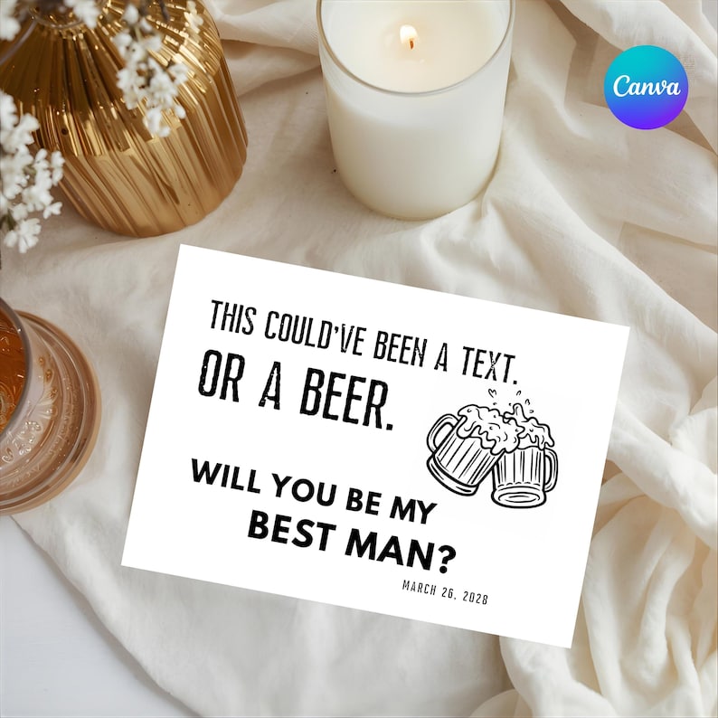Best Man Proposal Card Printable, Funny Beer Groomsman Card, Will You ...