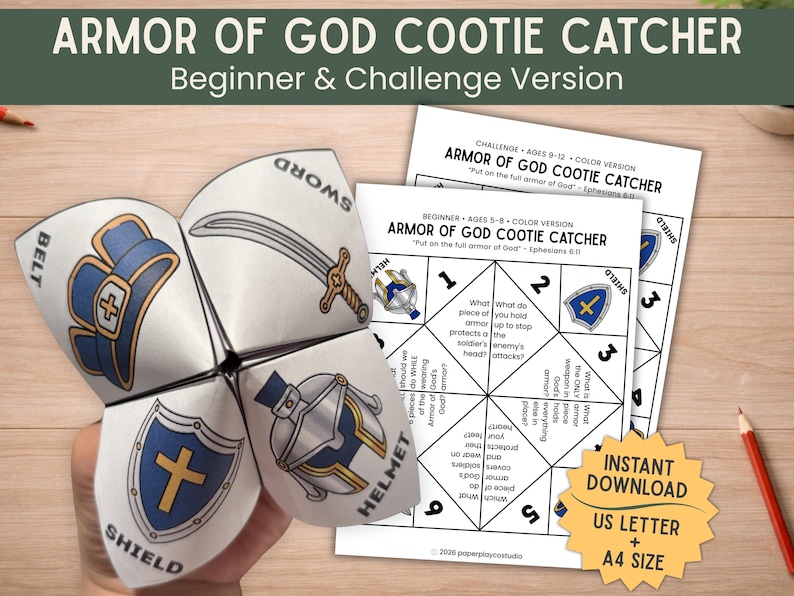 Armor of God Craft - Bible Cootie Catcher Activity Kids, Ephesians 6 ...