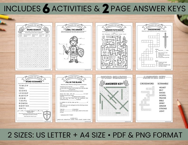 Armor of God Printable Pack for Kids, Youth Bible Lesson Games ...
