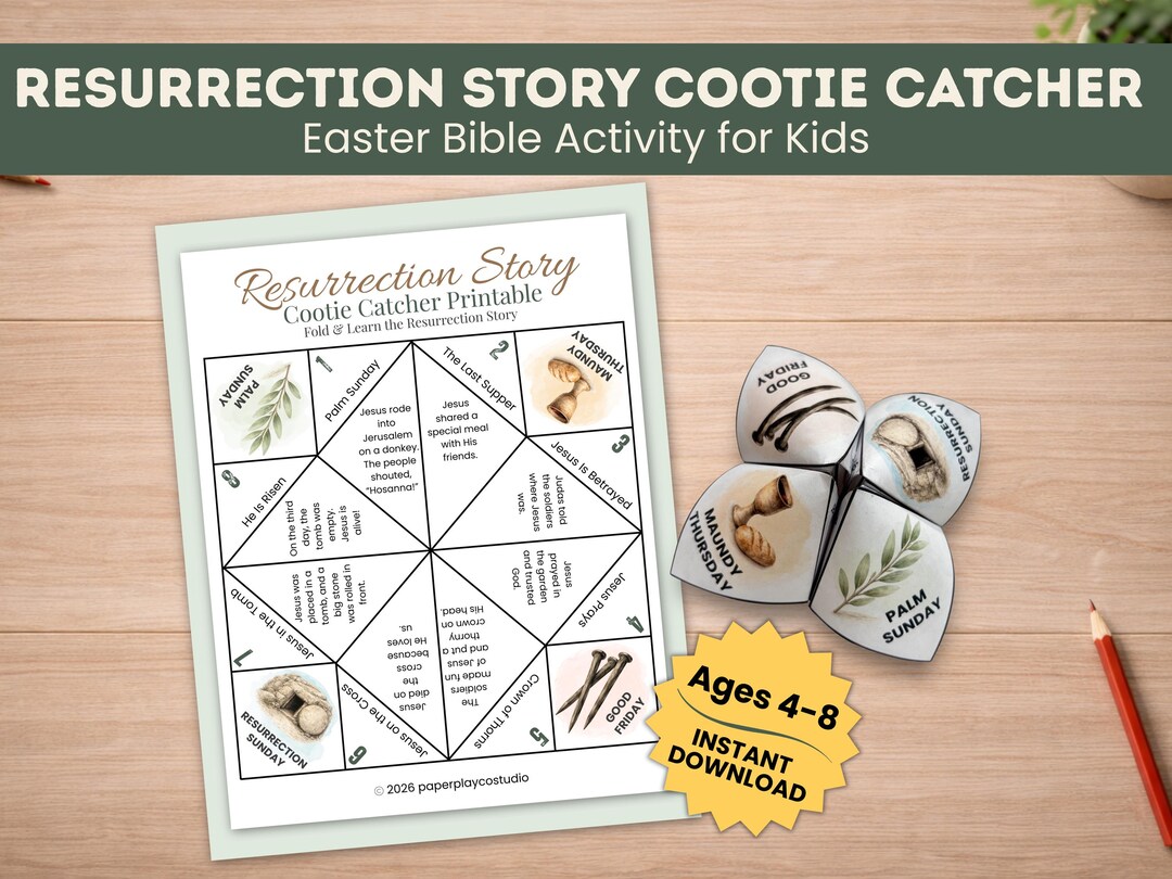Resurrection Cootie Catcher Printable Craft Kids - Easter Bible ...