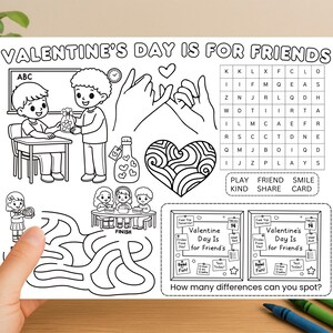 Valentine’s Day is for Friends Activity Placemat - Kids Coloring ...