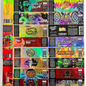 Strain Label Stickers for 2oz Eighth Jars - 1.125" X 6" Jar Wrap Label ...