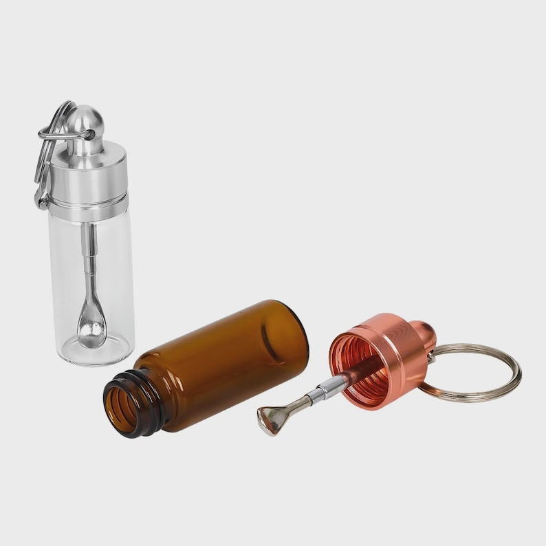 Mini Glass Spice Jar Keychain With Spoon – Travel Dispenser Pod - Etsy