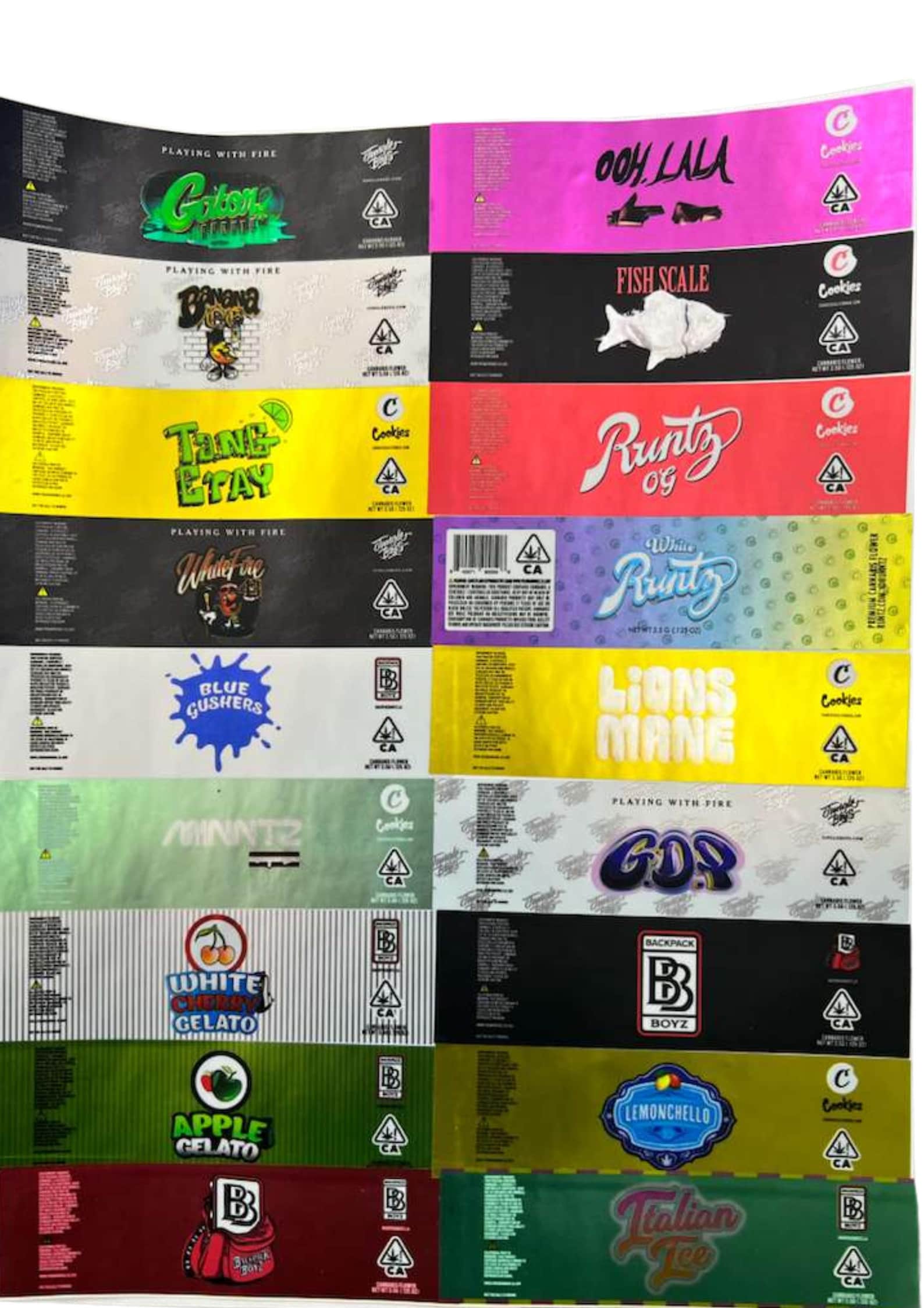 Strain Label Stickers for 2oz Eighth Jars - 1.125" X 6" Jar Wrap Label ...
